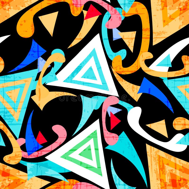 Graffiti Colored Polygons Seamless Pattern Stock Vector - Illustration ...