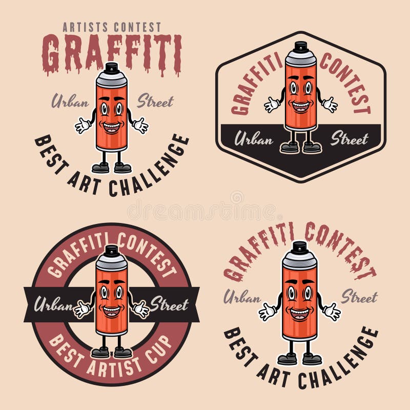 Graffiti Contest Set of Vector Colored Emblems, Badges, Labels or Logos ...