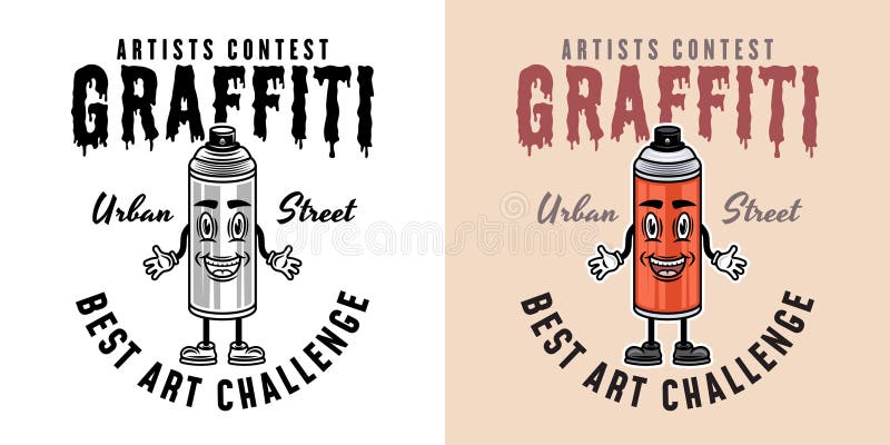 Graffiti Contest Vector Emblems, Badges, Labels or Logos with Spray ...