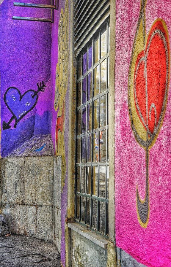 Graffiti on the corner stock image. Image of design - 220043799