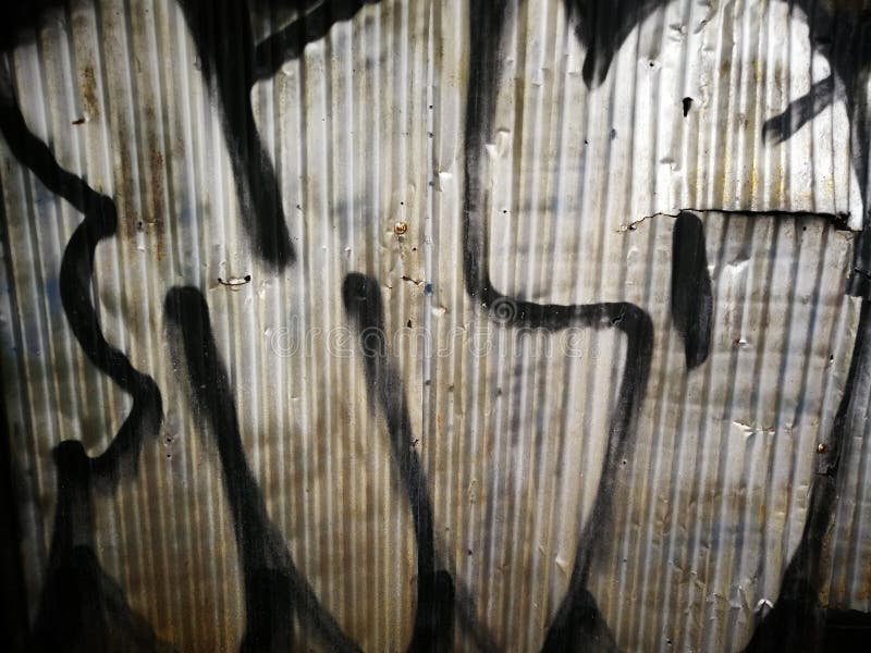 Graffiti on Corrugated Metal Stock Image - Image of city, hood: 131113985