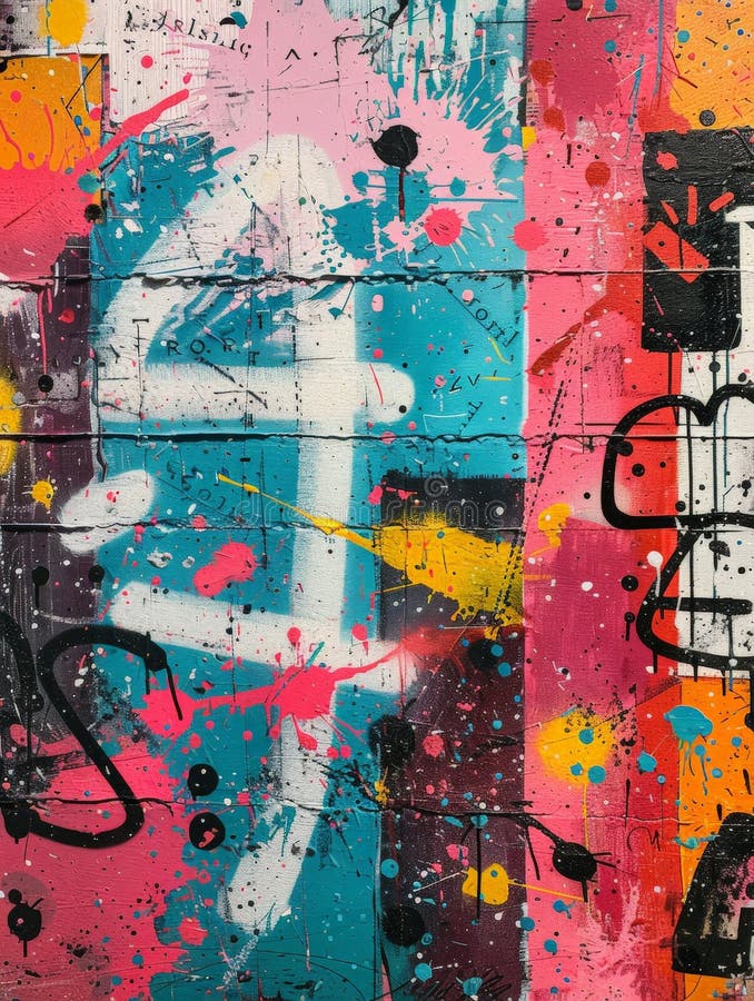 Graffiti-Covered Art Collage Stock Illustration - Illustration of ...