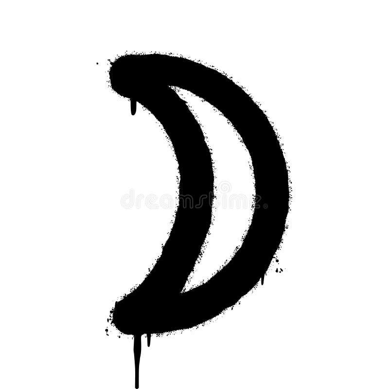 Graffiti Crescent Moon Sprayed Isolated on White Background. Vector ...