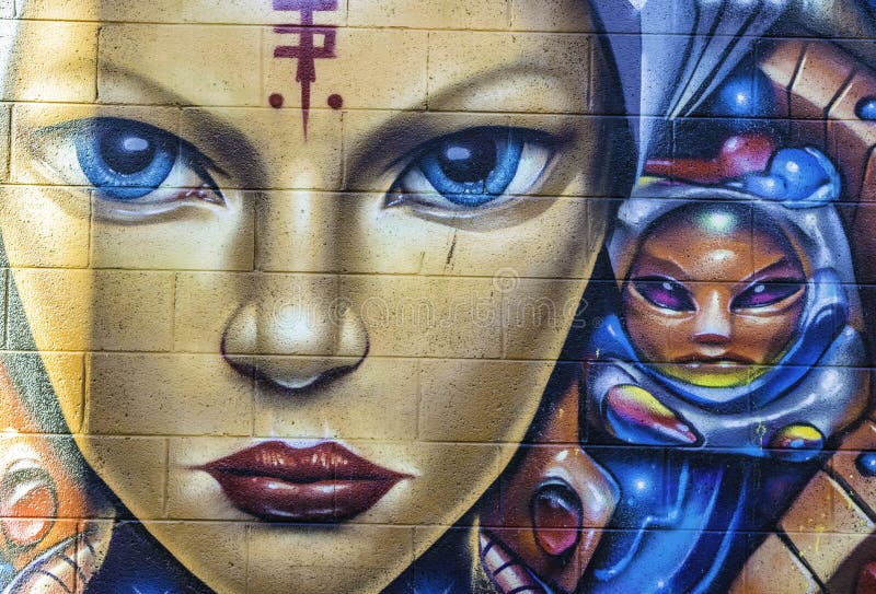 Visage De Femme De Graffiti Photo stock éditorial - Image du mode, rêve ...