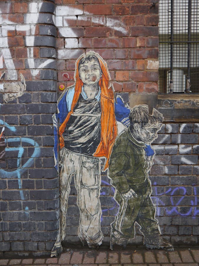 Graffiti Die Een Mensen` S Gezicht Afschilderen Die Zijdelings Eruit ...