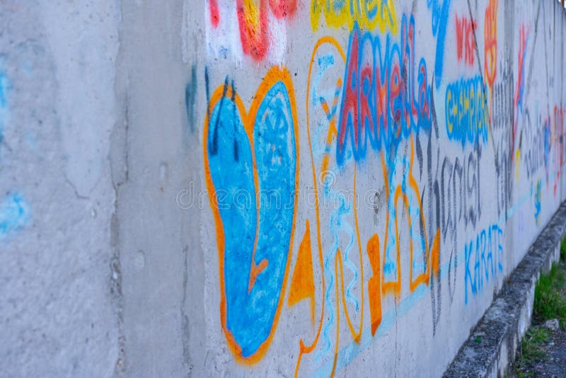Graffiti with Different Colors on the Fence Stock Image - Image of ...