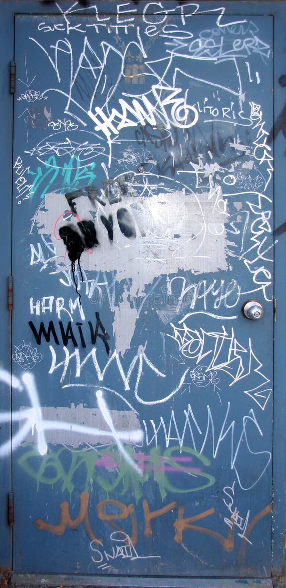 Graffiti on a door stock photo. Image of artwork, abandoned - 3618346