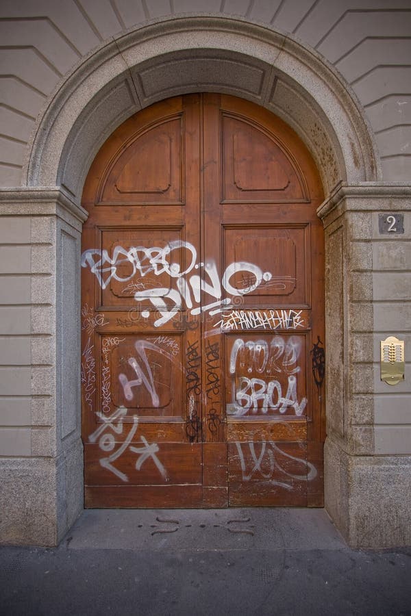 Graffiti door stock image. Image of house, doors, deface - 6106093