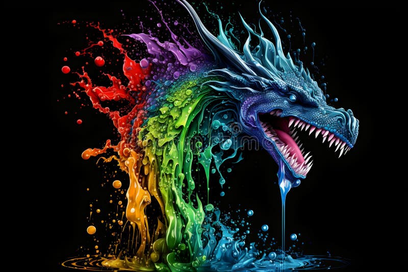 Graffiti with a Dragon on the Wall with a Splash, Color Art Stock Photo ...