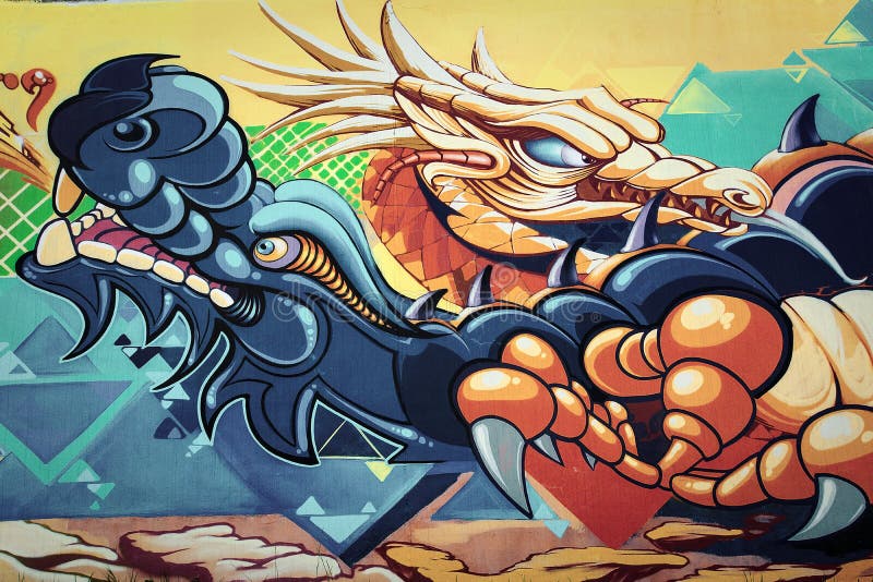 Graffiti - draken redactionele fotografie. Image of polen - 51878097