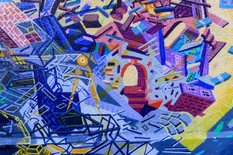 Demolition and Construction. Graffiti Art. Artist S Imagination through ...