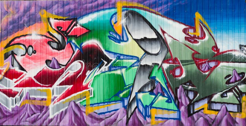 Graffiti art through fence editorial stock photo. Image of spraypainted ...