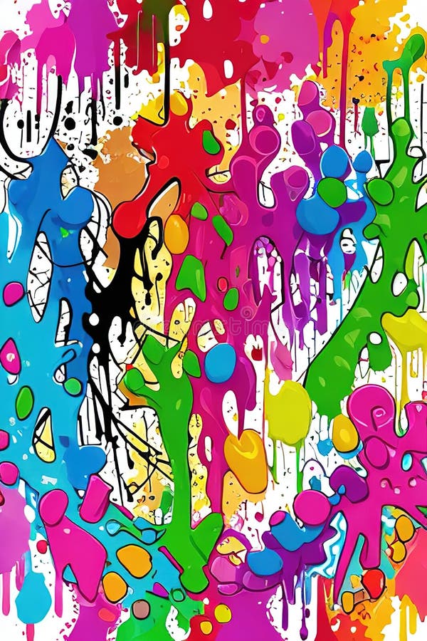 Graffiti, Dripping Paint, Spray Paint, Many Colors Watercolor Vector ...