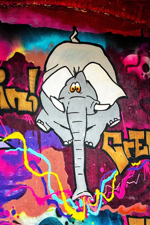 Graffiti Elephant editorial photo. Image of graphic, drawings - 52990531