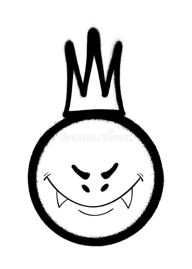Graffiti Emoticon with Crown. Smiling Face Painted Spray Paint Stock ...