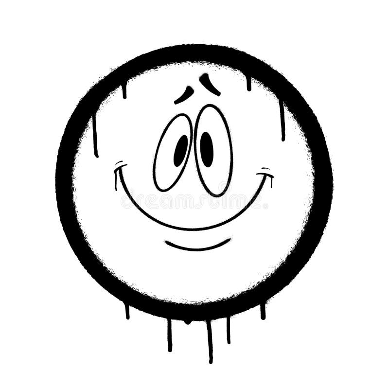 Graffiti Emoticon. Smiling Face Painted Spray Paint. Vector ...