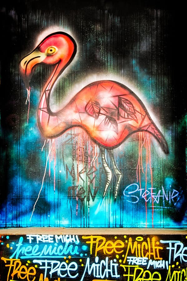 Graffiti Flamingo editorial stock image. Image of drawings - 52979499
