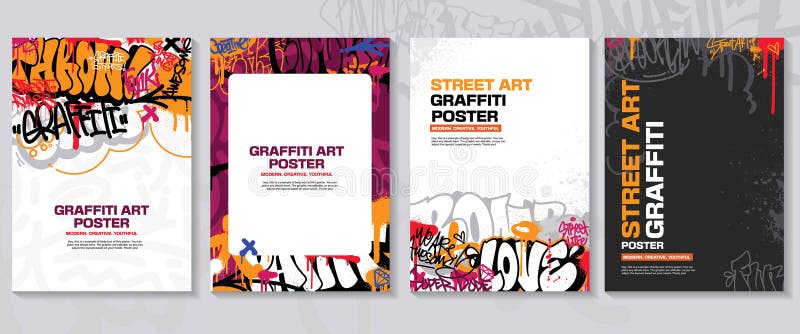 Modern Graffiti Art Poster or Flyer Design with Colorful Tags, Throw Up ...