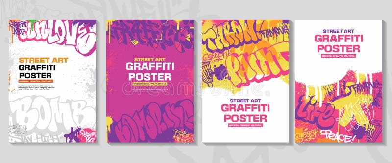 Modern Graffiti Art Poster or Flyer Design with Colorful Tags, Throw Up ...