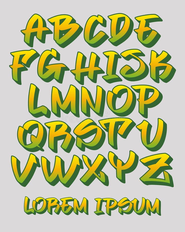 Hand Written Graffiti Font Alphabet Vector Stock Vector Illustration
