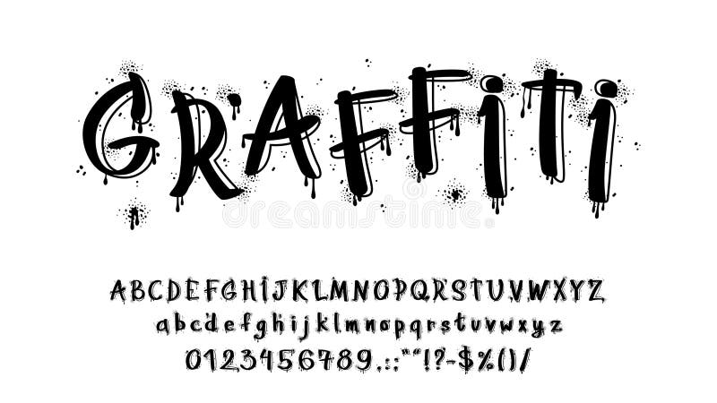 Graffiti Font, Spray Letters Font with Drip Paint Stock Illustration ...