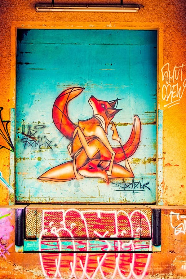 Graffiti Fox editorial image. Image of creativity, graphic - 52964970