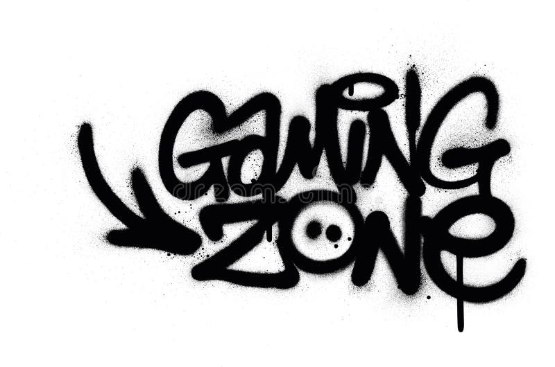 Graffiti Gaming Zone Text Sprayed in Black Over White Stock Vector ...