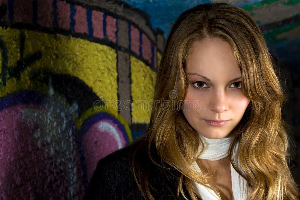 Graffiti girl headshot stock photo. Image of complexion - 5895514