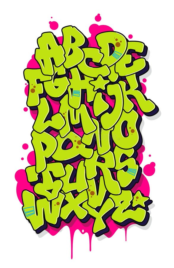 Graffiti Alfabeter Med Piler Bubble Letters Graffiti Alfabet Procreate