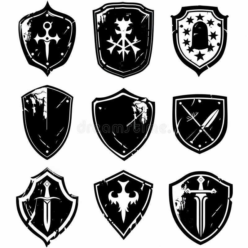 Graffiti Heraldic Shields Symbols, Black Graffiti Spray Shields ...