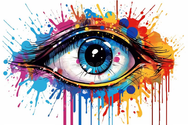 Graffiti with a Human Eye on the Wall with a Splash, Color Art Stock ...