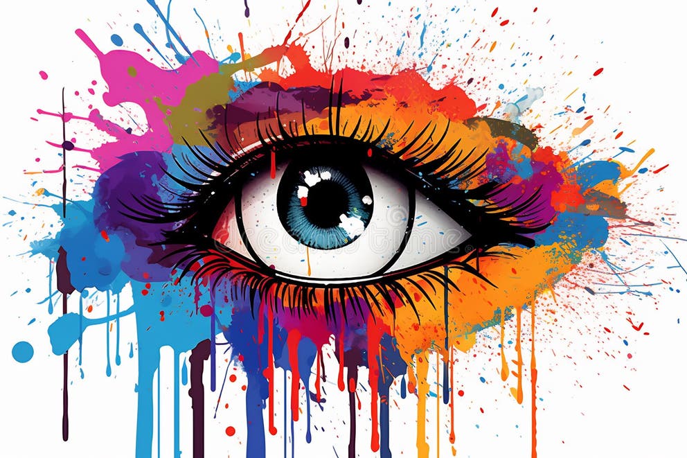 Graffiti with a Human Eye on the Wall with a Splash, Color Art Stock ...