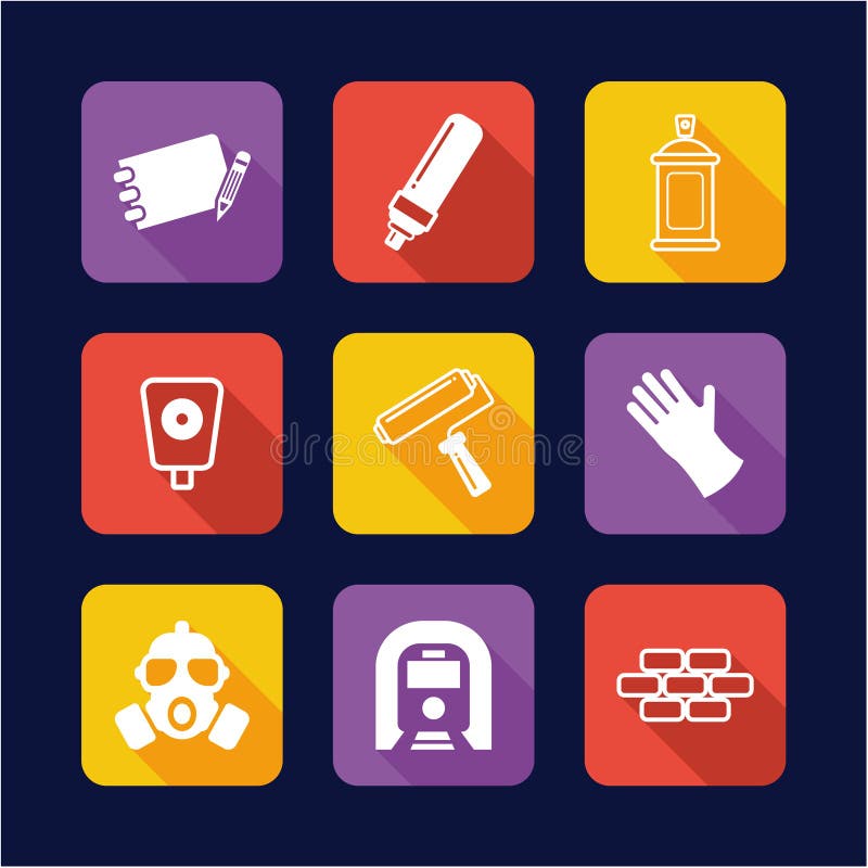 Graffiti Icons Flat Design stock vector. Illustration of color - 72433034