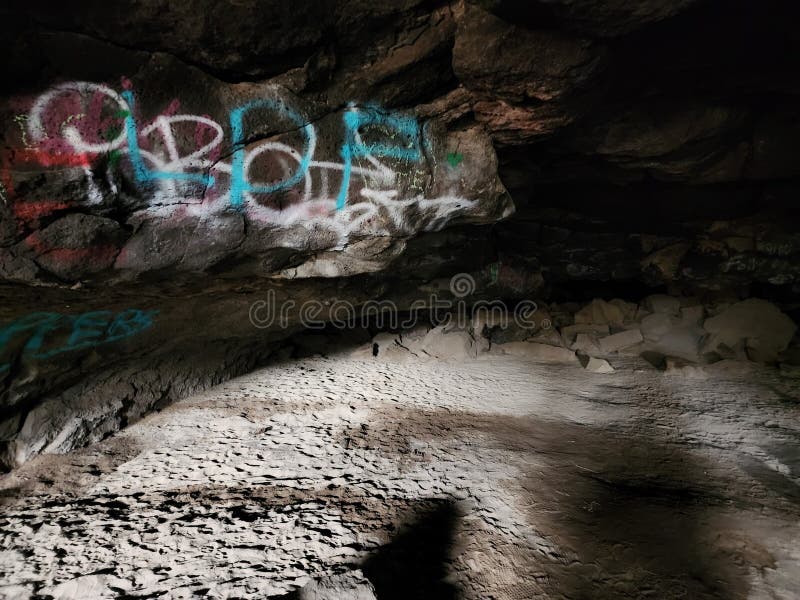 Graffiti Inside the Redmond Caves Stock Photo - Image of redmond, caves ...
