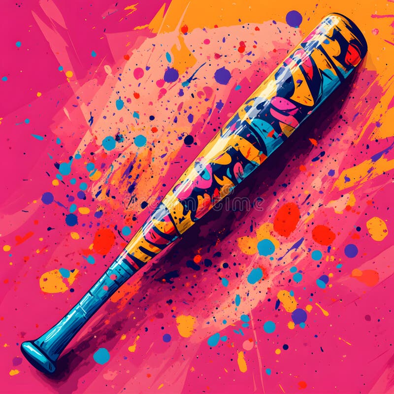 Graffiti-Inspired Baseball Bat Vector with Bold Geometric Design Stock ...