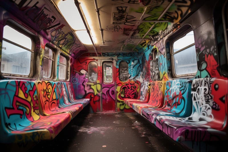 Graffiti on the Interior of a Train Carriage Stock Image - Image of ...