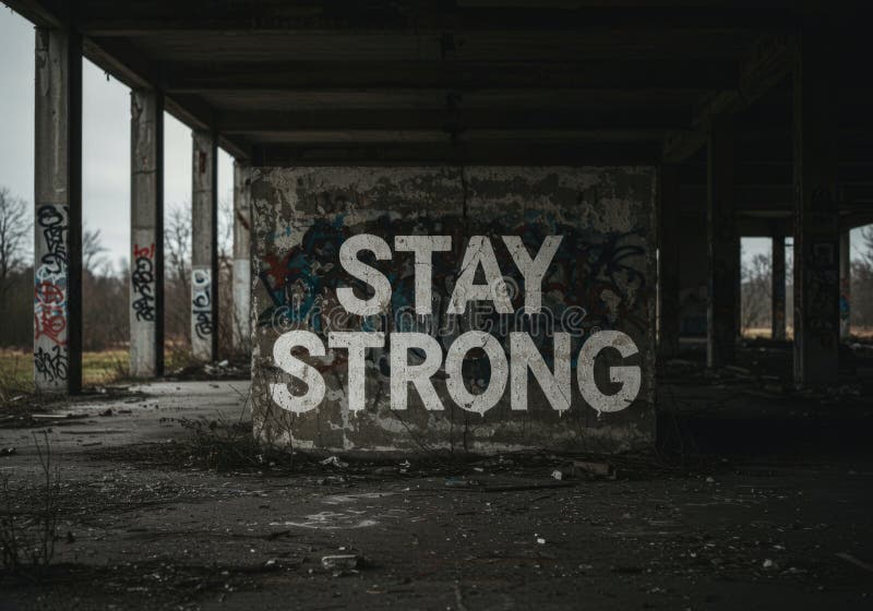 Graffiti Message on Abandoned Urban Concrete Wall in Empty Building ...