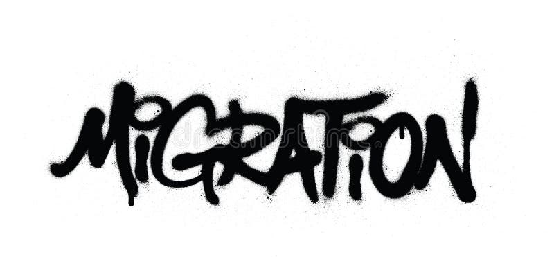 Graffiti Migration Word Sprayed in Black Over White Stock Vector ...