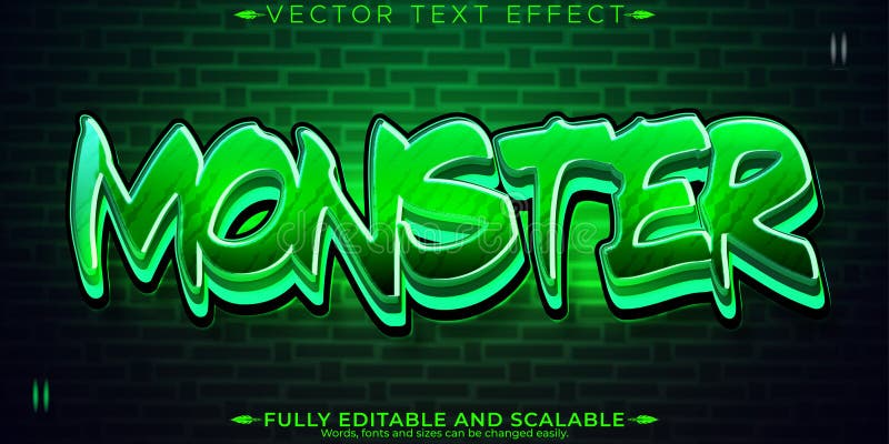 Graffiti Monster Text Effect, Editable Spray and Urban Font Style Stock ...