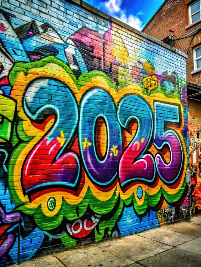 2025 Graffiti Black and White Illustration Stock Illustration ...