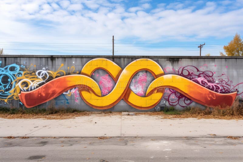A Graffiti Mural on a Concrete Wall Depicting a Large, Colorful ...