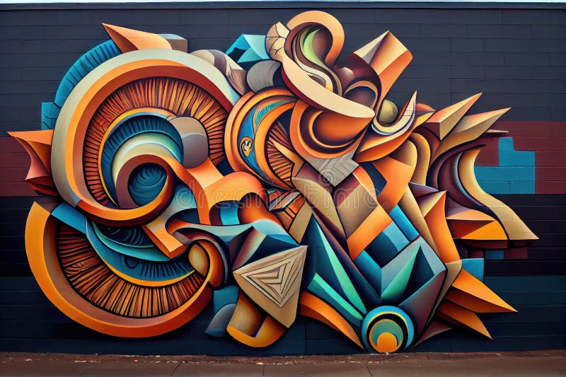 Graffiti Mural with Intricate Patterns, Shapes, and Colors Stock ...