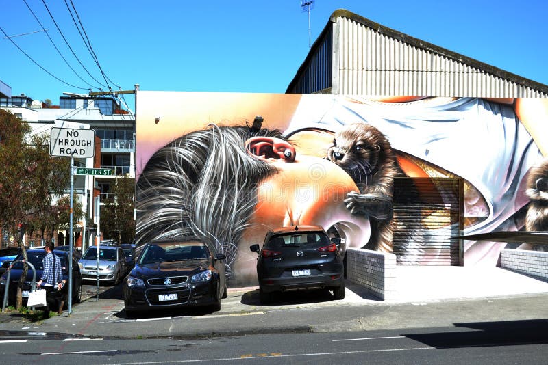 Graffiti and Mural in Melbourne Editorial Photography - Image of street ...