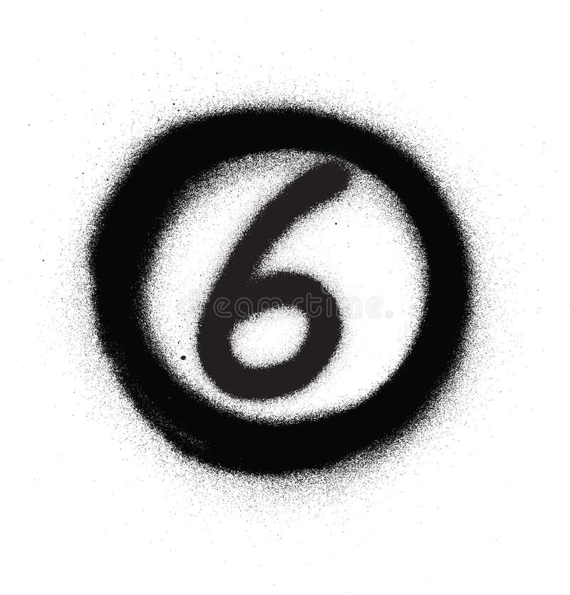 Graffiti Number Six 6 in Circle Sprayed in Black Over White Stock ...