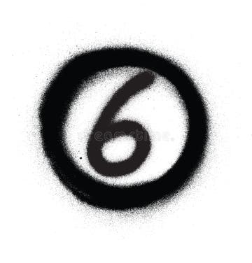 Graffiti Number Six 6 in Circle Sprayed in Black Over White Stock ...