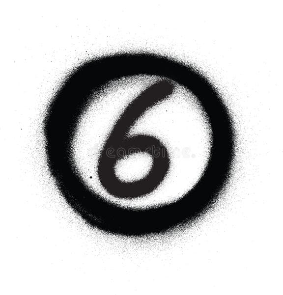 Graffiti Number Six 6 in Circle Sprayed in Black Over White Stock ...