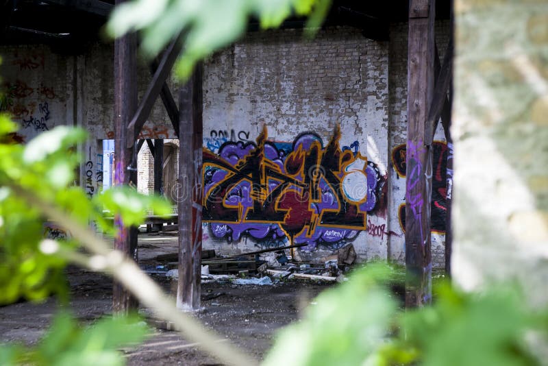 Graffiti on an Old Abandoned Building Editorial Image - Image of ...