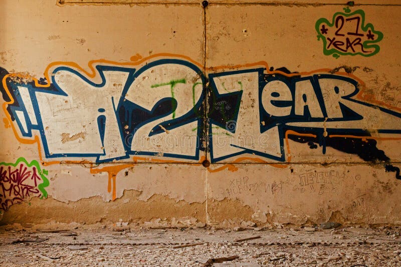 Graffiti Old Brick Wall Background Editorial Photography - Image of ...