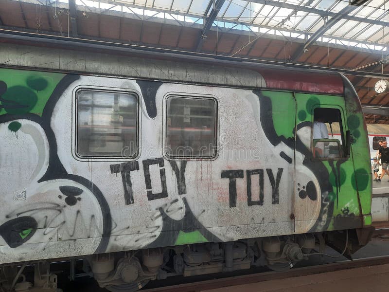 Graffiti on the Old Train Wroclaw Railstation Editorial Stock Photo ...