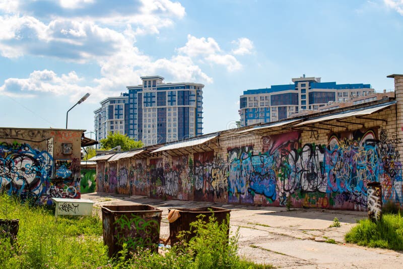 Obninsk, Russia - June 2016: Graffiti on the Outskirts of Obninsk ...